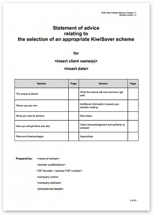 Radar: Statement of Advice Templates